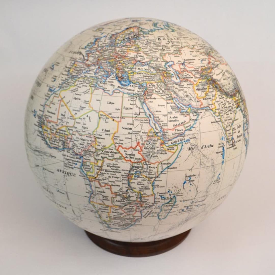 Globo terráqueo de marfil de estilo antiguo - Etsy España