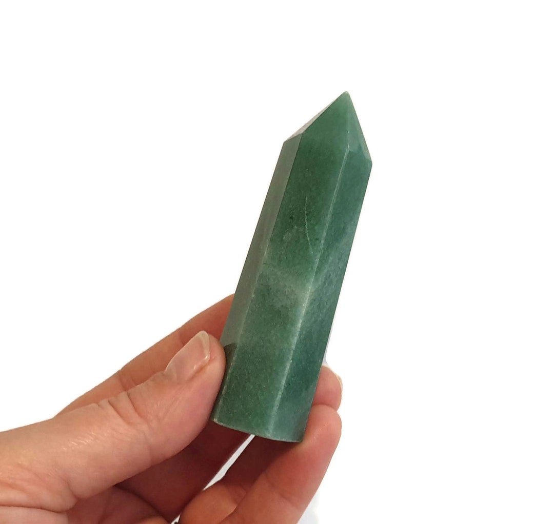 Pulido Natural Verde Aventurine Point Aventurine Crystal - Etsy España