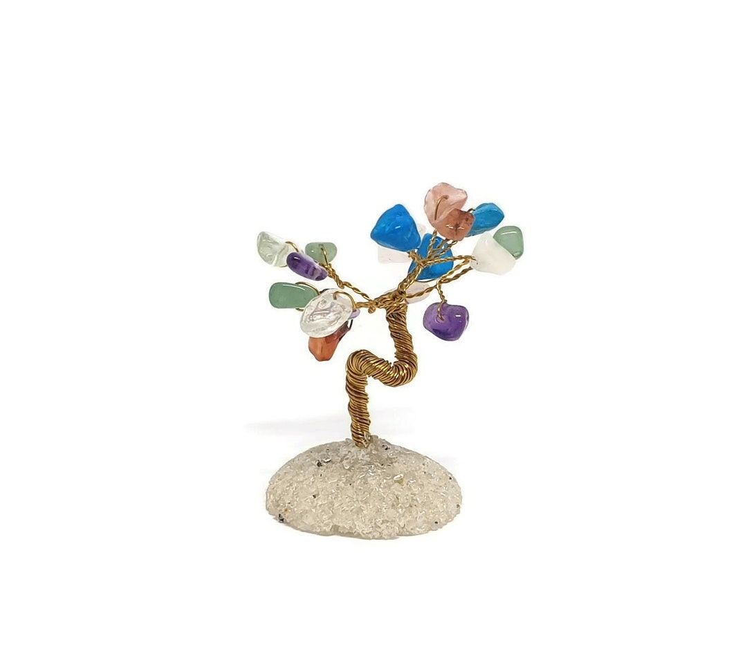 Small Wire Natural Crystal Tree of Life Gem Selection Gemstone Tree ...