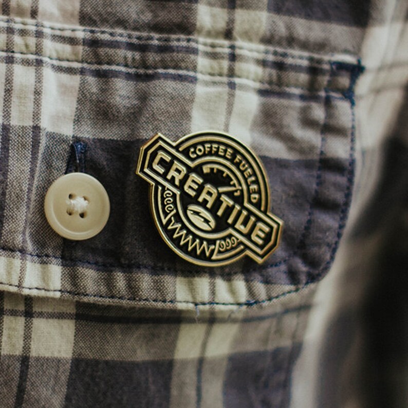 Coffee Fueled Creative Lapel Pin - Etsy