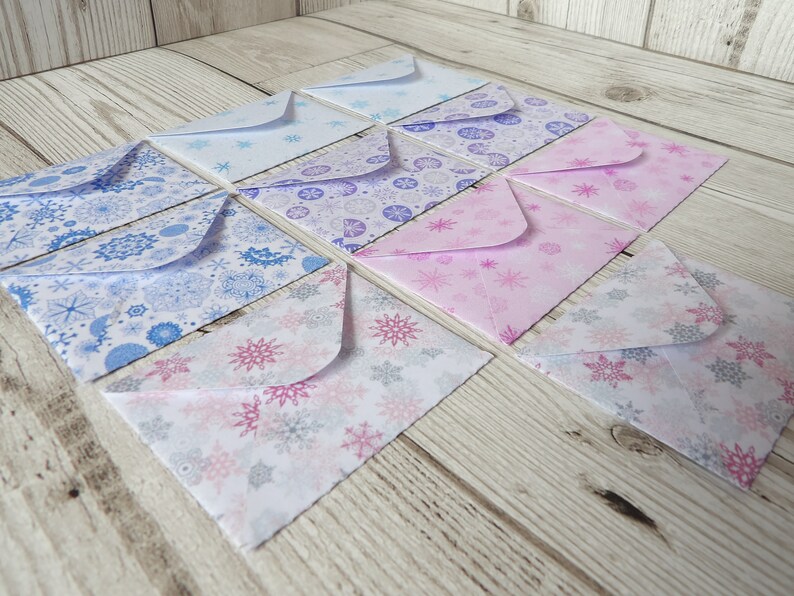 10 Snowflake Mini Envelopes With Notecards - Etsy