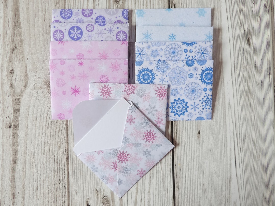 10 Snowflake Mini Envelopes With Notecards - Etsy