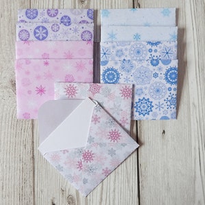 10 Snowflake Mini Envelopes With Notecards - Etsy