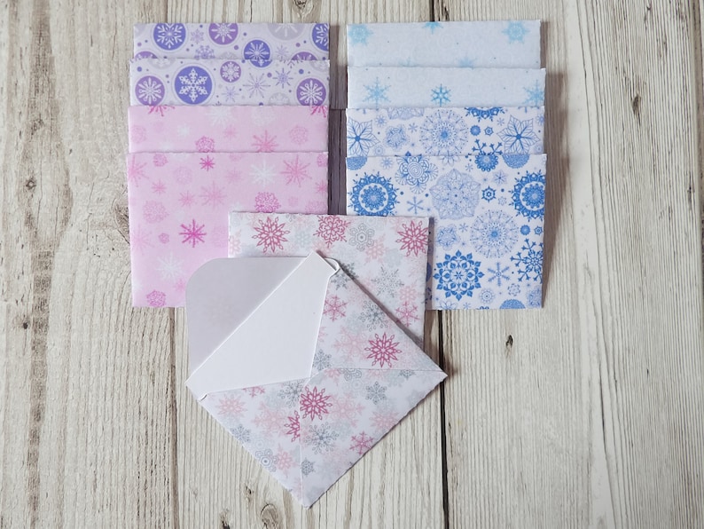 10 Snowflake Mini Envelopes With Notecards - Etsy