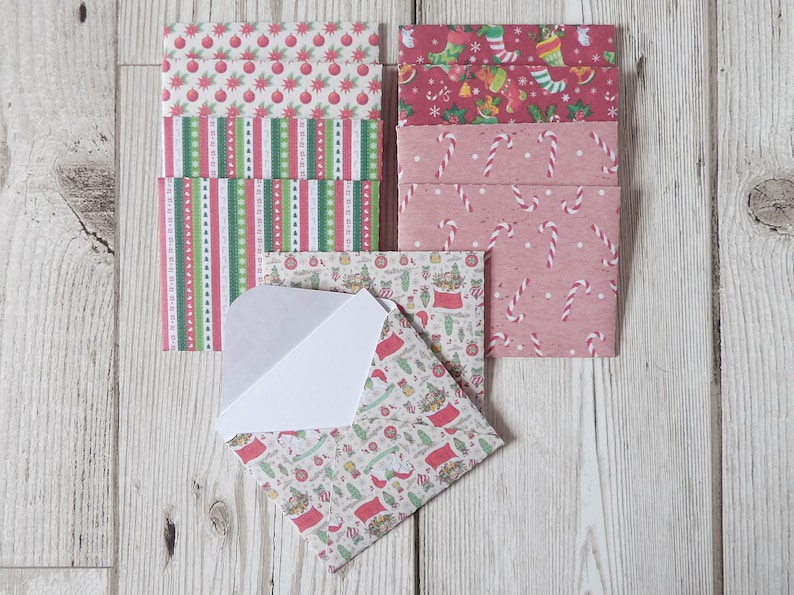 10 Traditional Christmas Mini Envelopes With Notecards, Thank You Note ...
