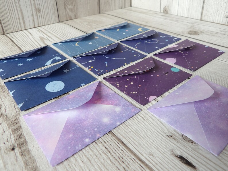 10 Outer Space Mini Envelopes With Notecards: Scrapbook Supplies ...