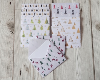 10 Traditional Christmas Mini Envelopes With Notecards Thank - Etsy