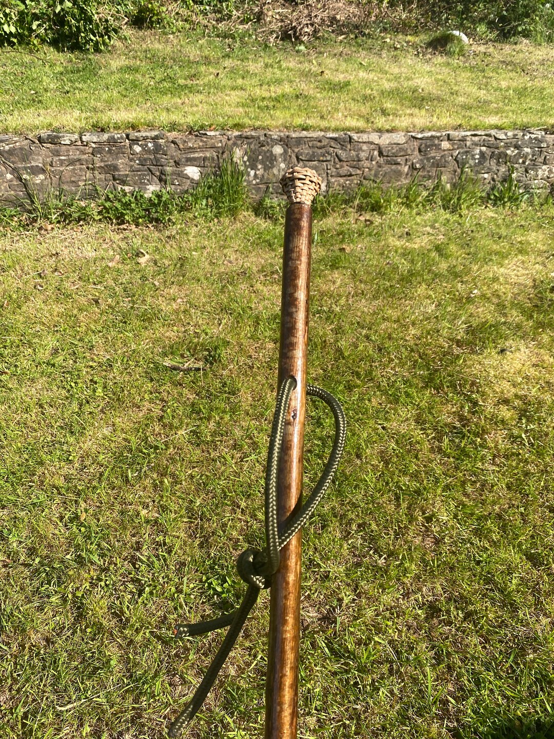 This 44.5in Hazel Hiking Stick Has an 8mm Green Paracord Wrist Strap ...