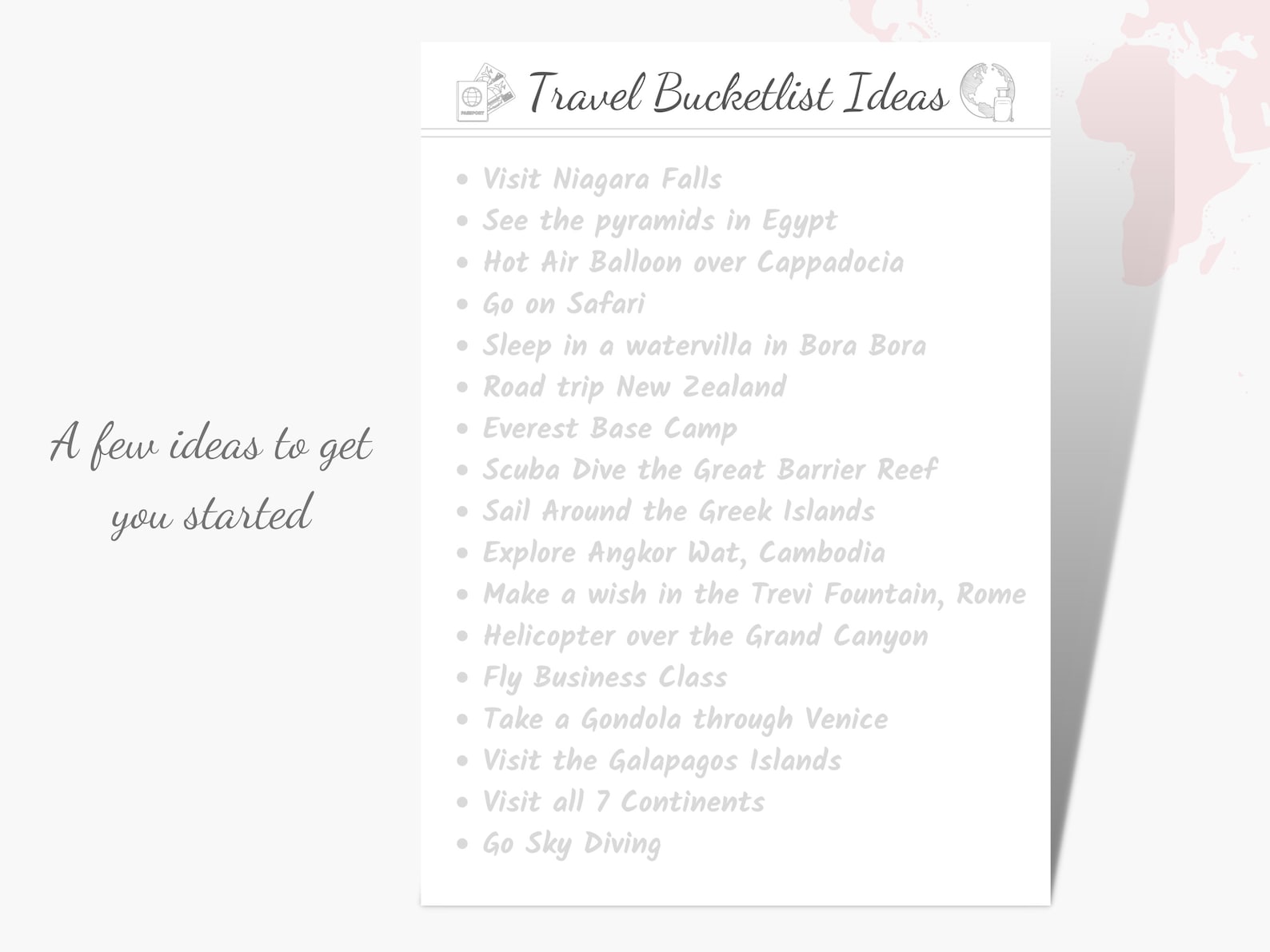 Travel Bucket-list, Printable Download, Wanderlust List, Travel to Do ...