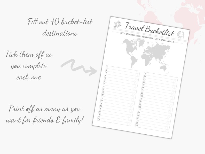 Travel Bucket-list, Printable Download, Wanderlust List, Travel to Do ...
