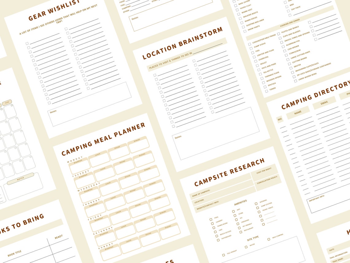 Ultimate Camping Planner Printable Travel Camping Itinerary - Etsy