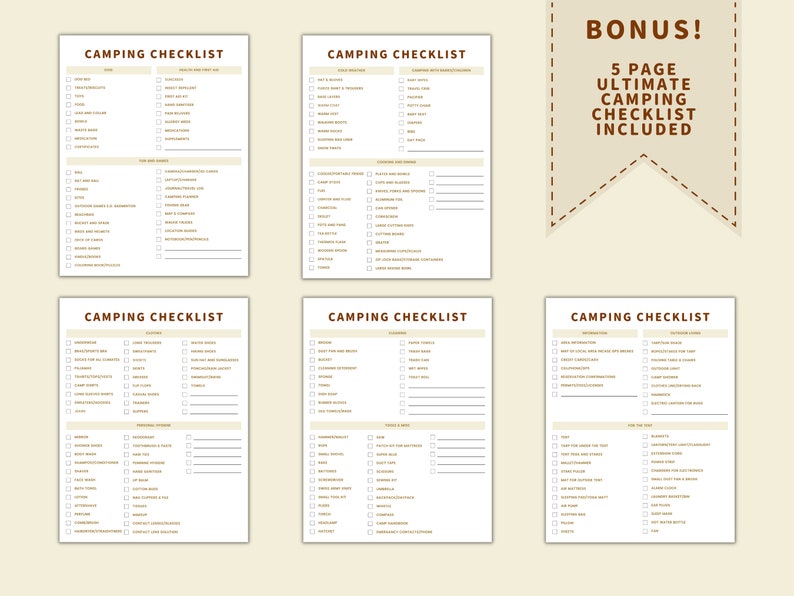 Ultimate Camping Planner Printable Travel Camping Itinerary - Etsy