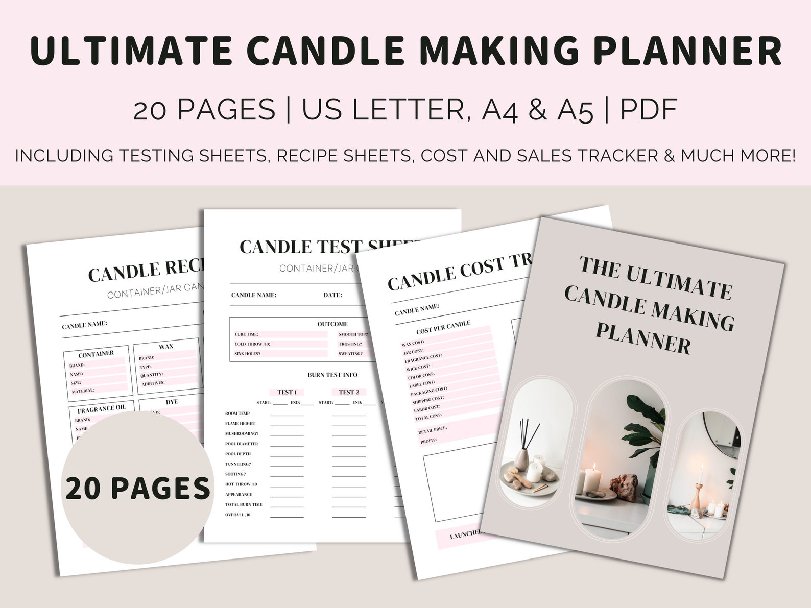 Ultimate Candle Making Planner | Candle Test Sheet | Candle Business ...