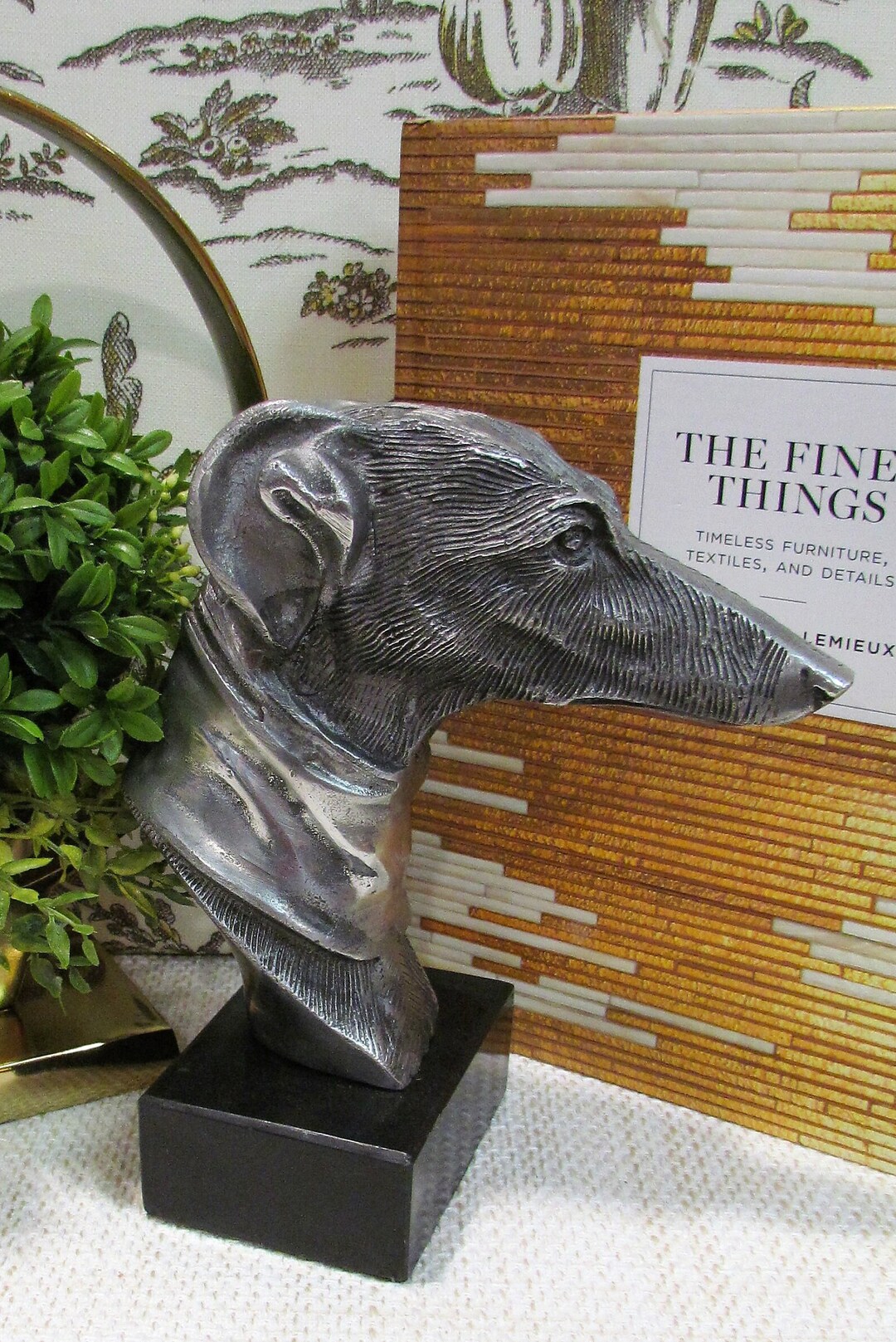 Vintage Pewter Greyhound Bust on Wood Base, EUC, Before 2004, 9 Tall ...