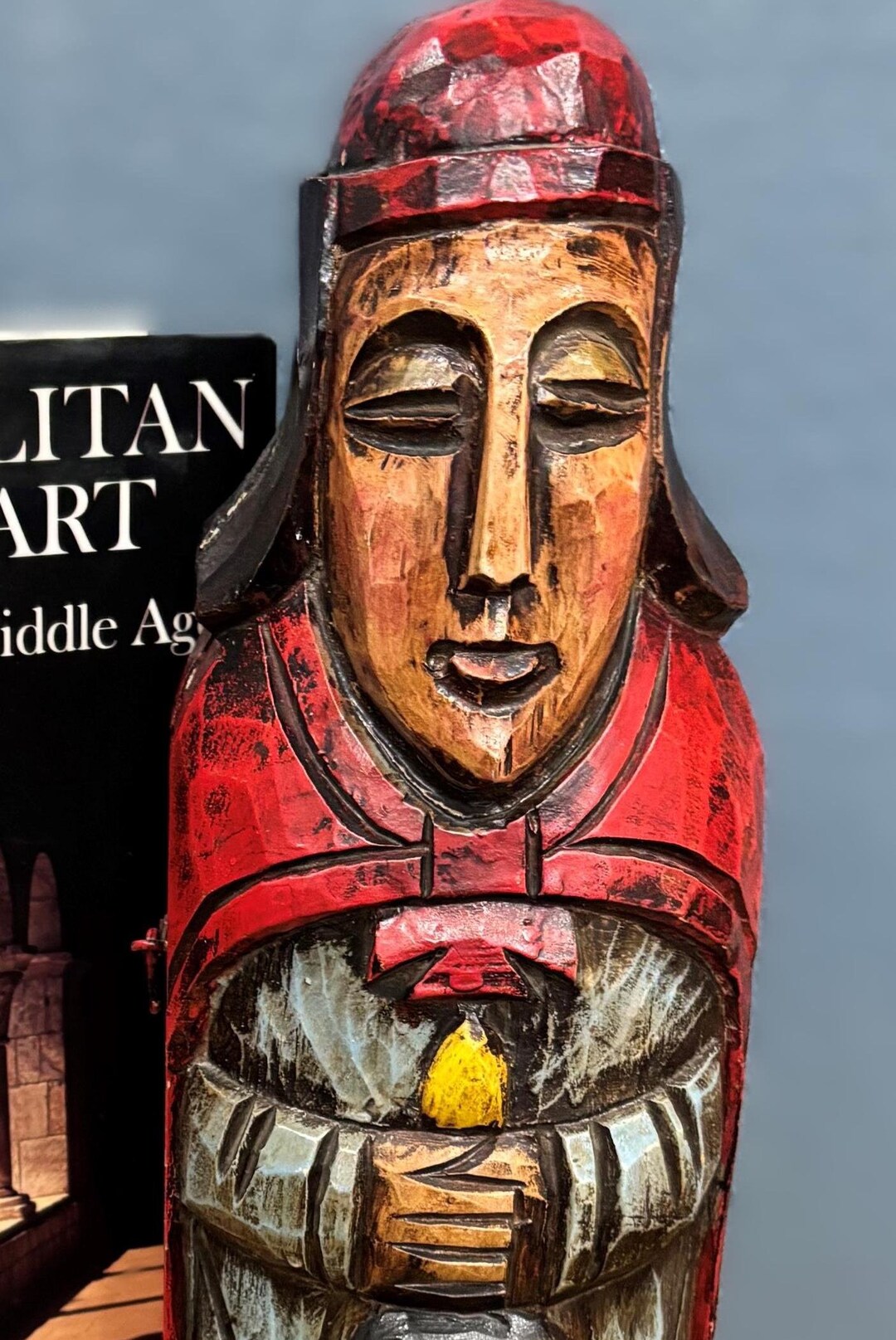 Vintage Wood Folk Art Hinged Wine, Hand Carved, Hand Painted, Medieval ...