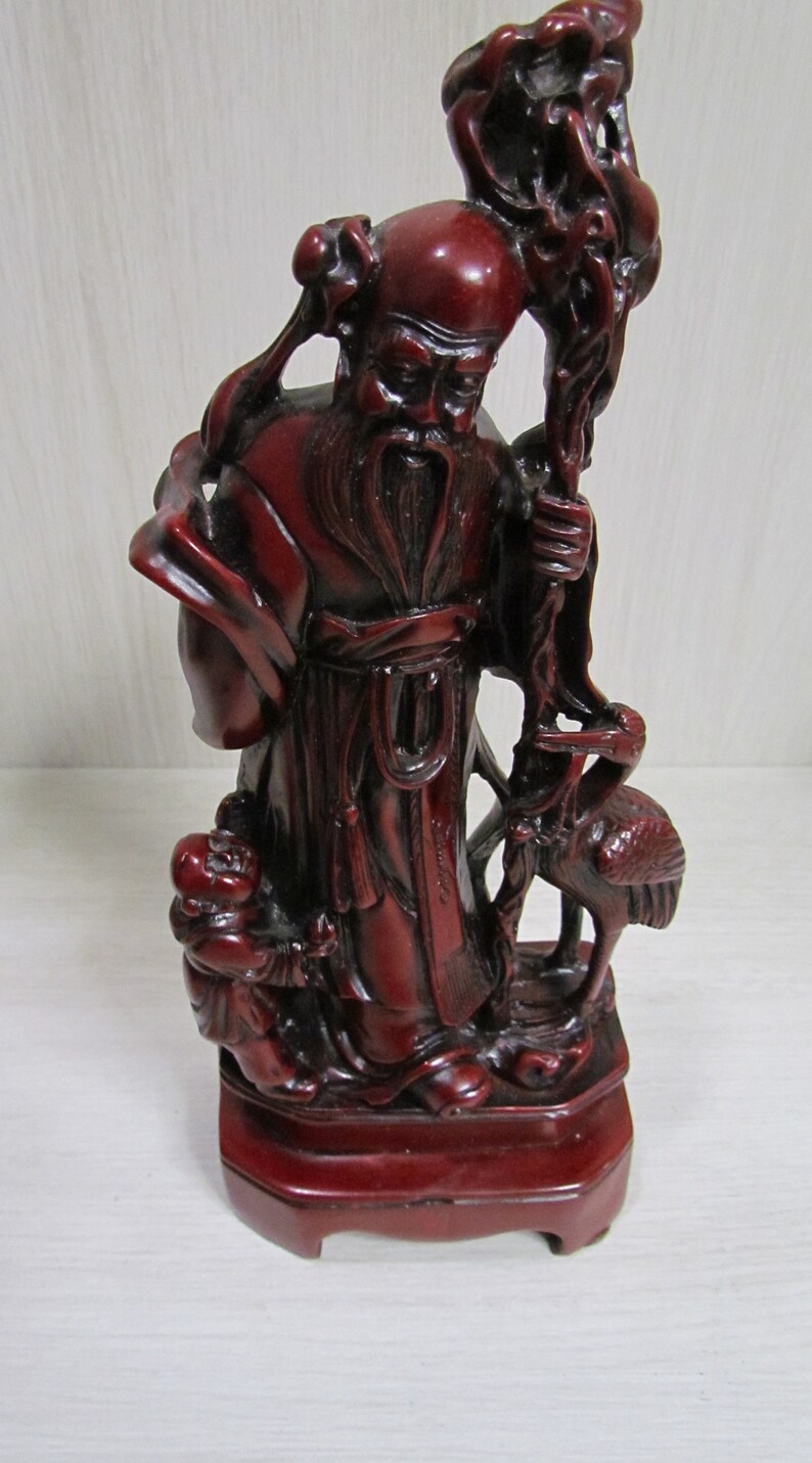 Vintage Chinese Statue of Shou-xing god of Longevity and Fortune, 10.25 ...