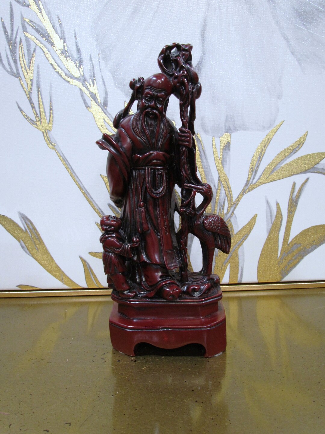 Vintage Chinese Statue of Shou-xing god of Longevity and Fortune, 10.25 ...