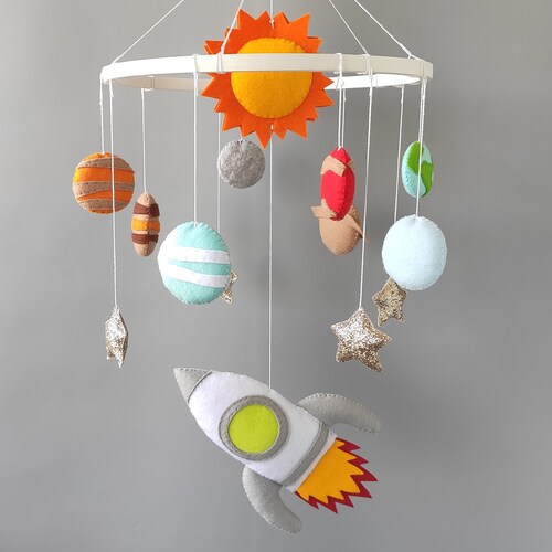 Solar System Mobile Nursery Space Mobile Baby Boy Felt Planets - Etsy