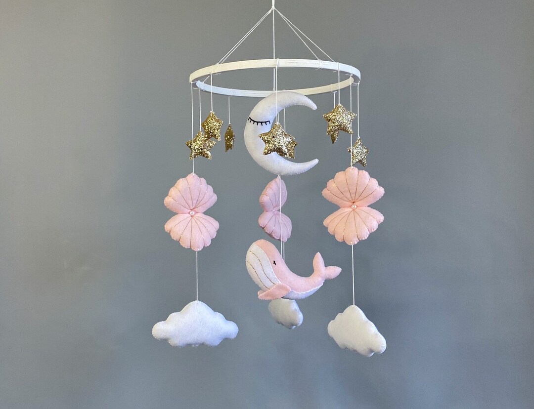 Ocean Baby Girl Mobile Nursery, Under the Sea Mobile, Star and Cloud ...
