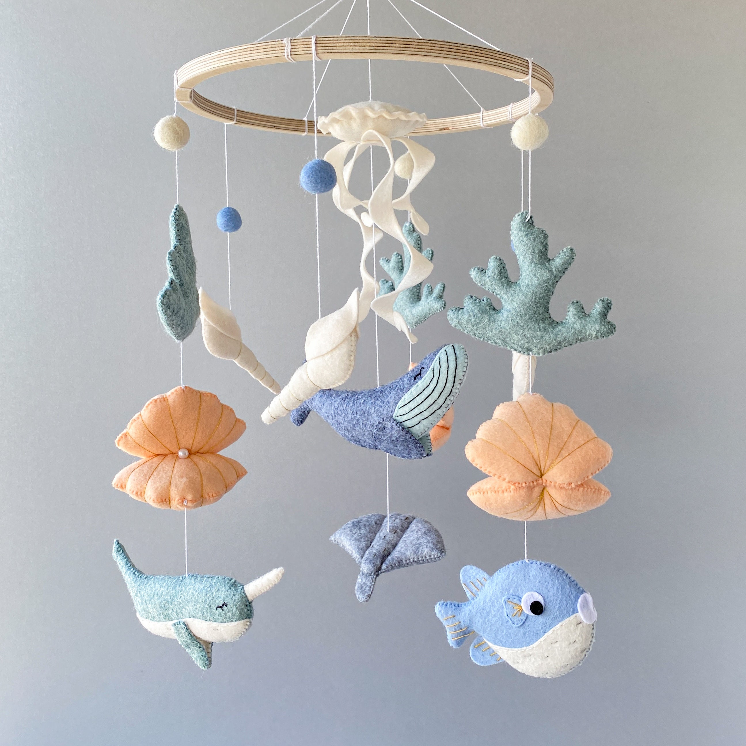 Ocean Baby Mobile, Whale Mobile Nursery, Jellyfish Crib Mobile, Under ...
