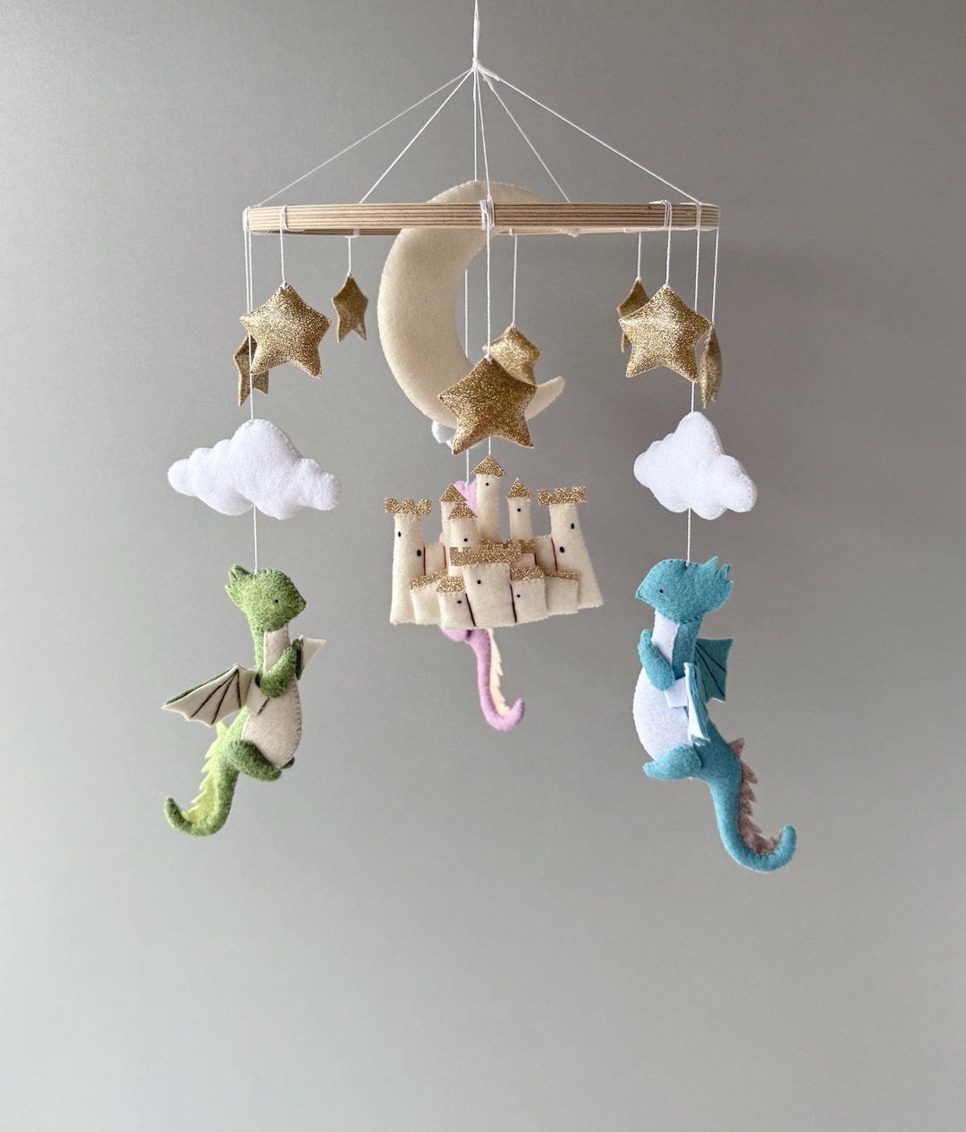 Dragon Baby Mobile, Felt Castle Nursery Decor, Fairytale Theme - Etsy
