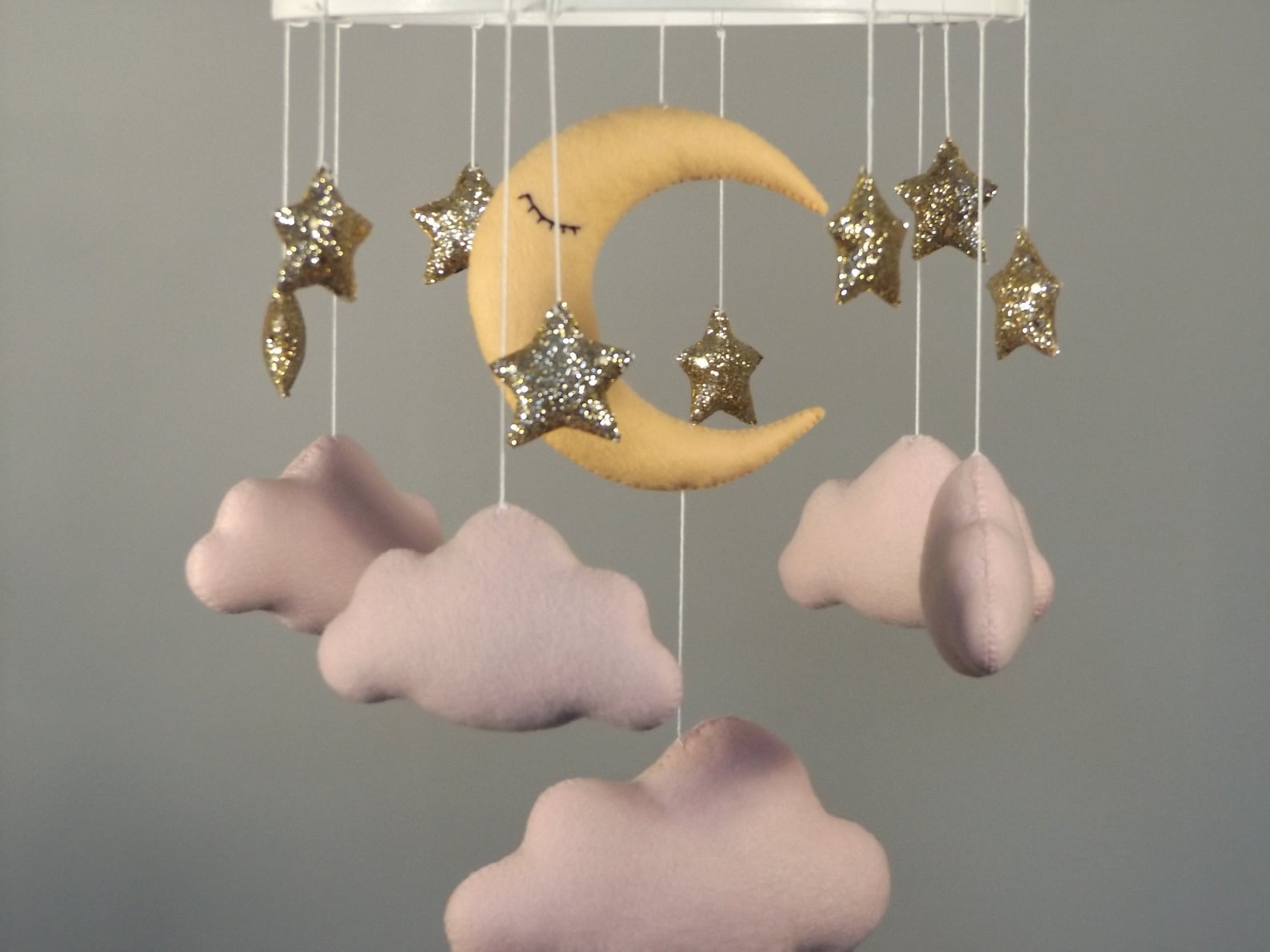 Baby Girl Mobile Stars and Moon Mobile Nursery Hangin Cloud - Etsy