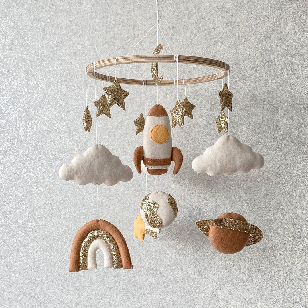 Space Neutral Baby Mobile Nursery, Stars and Moon Mobile for Crib ...