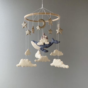 Baby Cloud Mobile, Moon and Stars Mobile Nursery, Space Mobile, Ocean ...