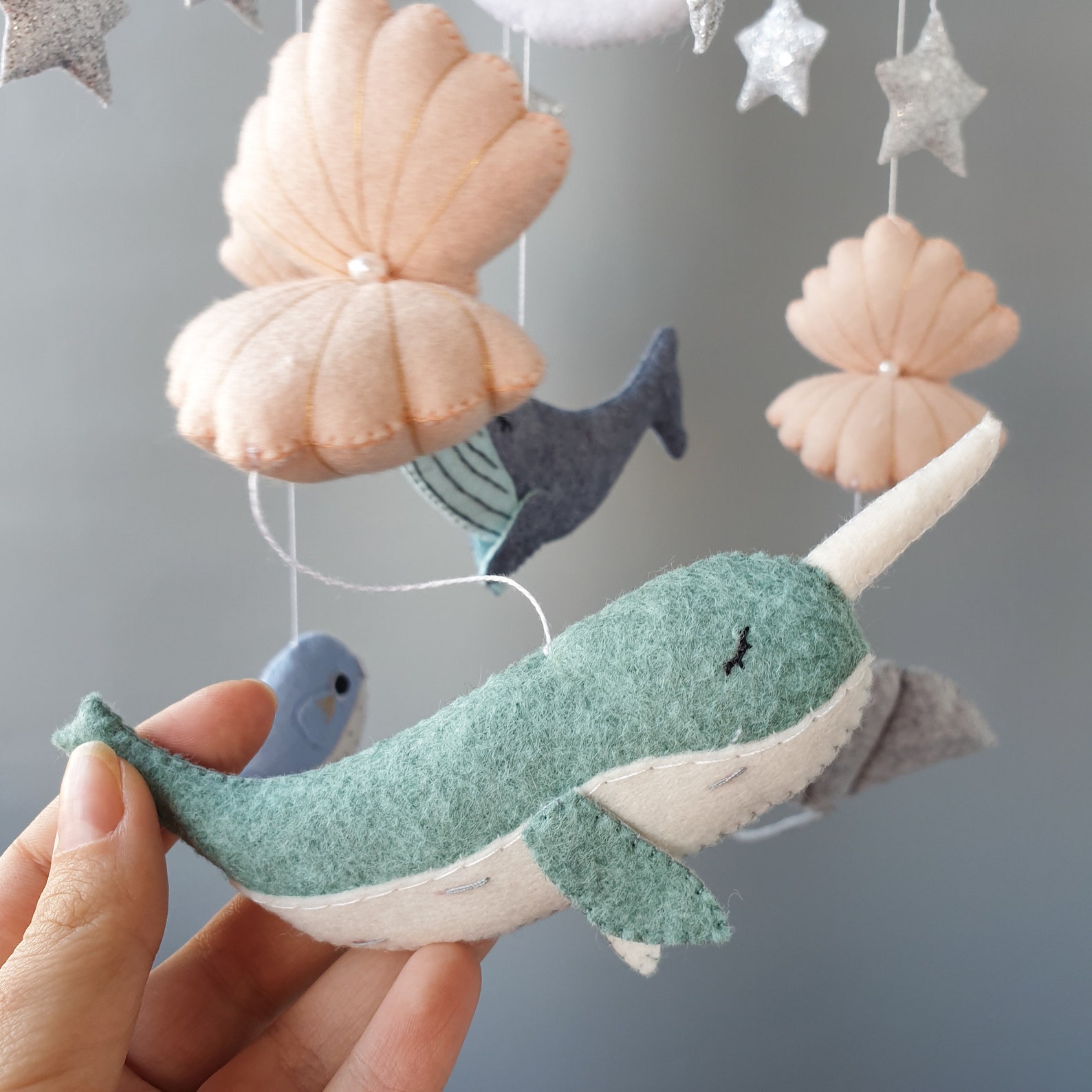 Ocean Baby Mobile, Felt Whale, Seashell, Nautical Nursery Decor - Etsy