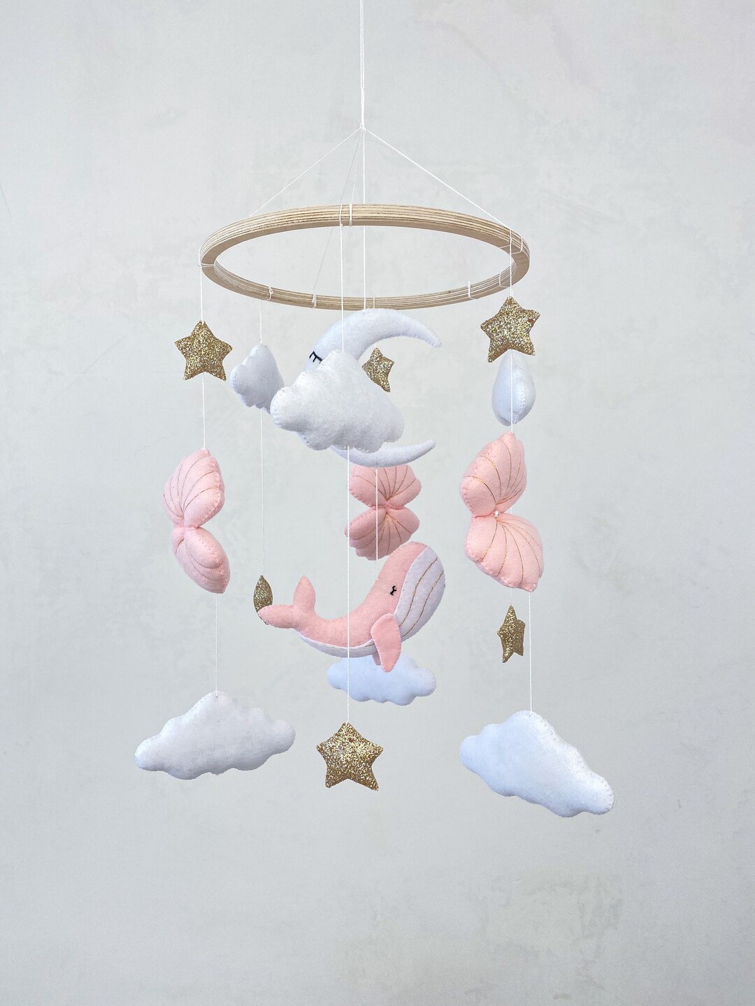 Ocean Baby Girl Mobile Nursery, Nautical Mobile With Whale, Cloud, Star ...