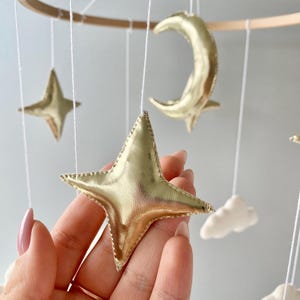 Felt Castle Baby Mobile, Gold Moon and Stars, Neutral Nursery Decor - Etsy
