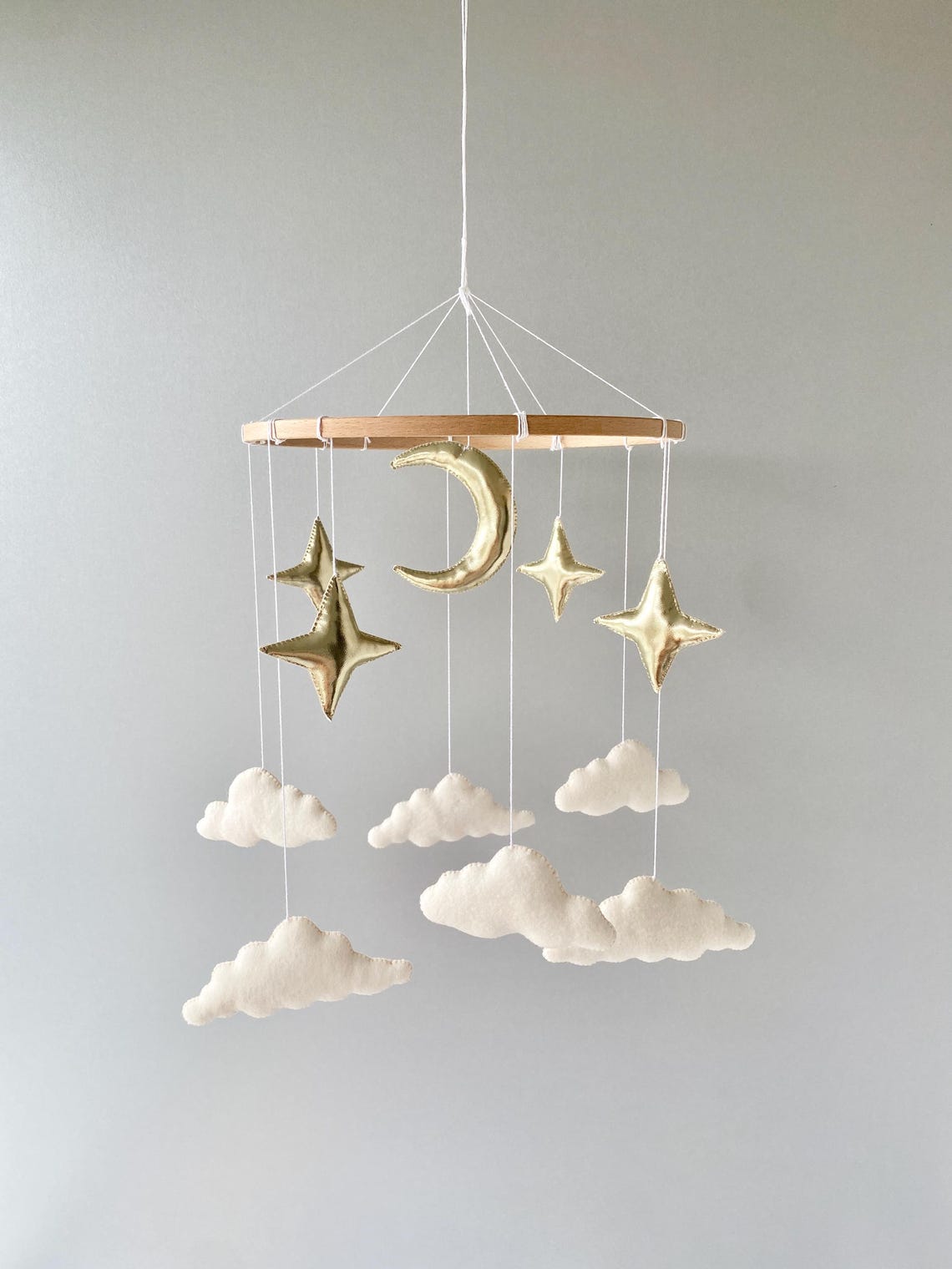 Cloud, Stars and Moon Baby Mobile for Nursery, Neutral Baby Mobile ...