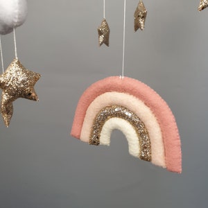 Rainbow Baby Girl Mobile Nursery, Crib Cot Cloud Nursery Mobile, Felt ...