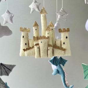 Dragon Nursery Mobile, Felt Castle, Moon and Stars - Etsy