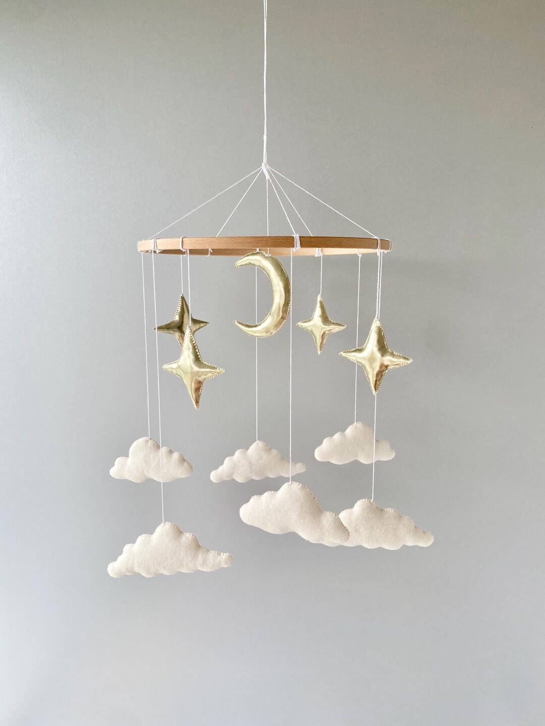 Cloud, Stars and Moon Baby Mobile for Nursery, Neutral Baby Mobile ...