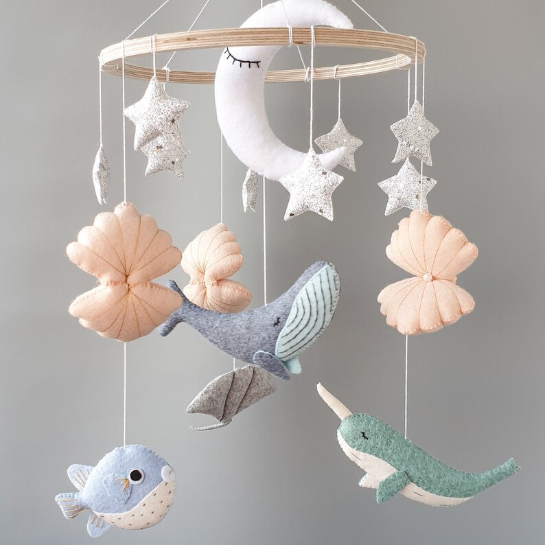 Fish Nautical Whale Baby Mobile Hanging Ocean Mobile Cot | Etsy
