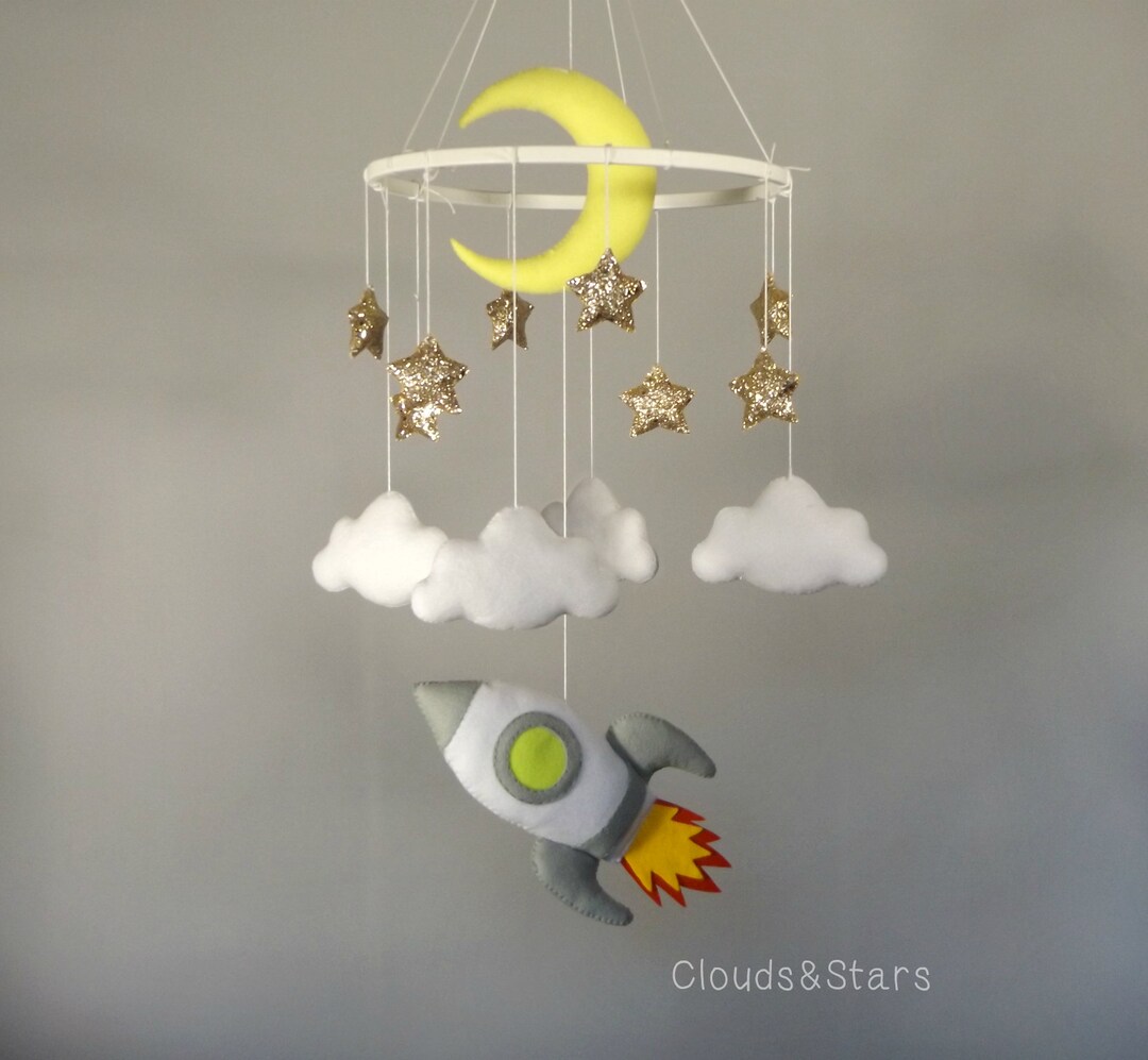 Space Crib Mobiles for Nursery, Baby Crib Mobile, Moon and Stars Mobile ...