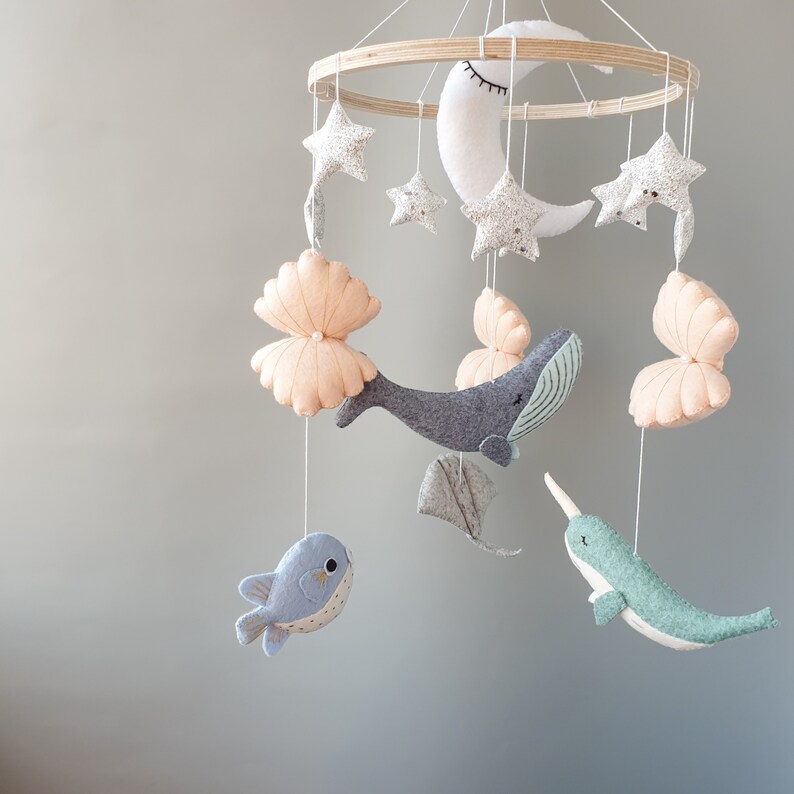 Fish Nautical Whale Baby Mobile Hanging Ocean Mobile Cot | Etsy