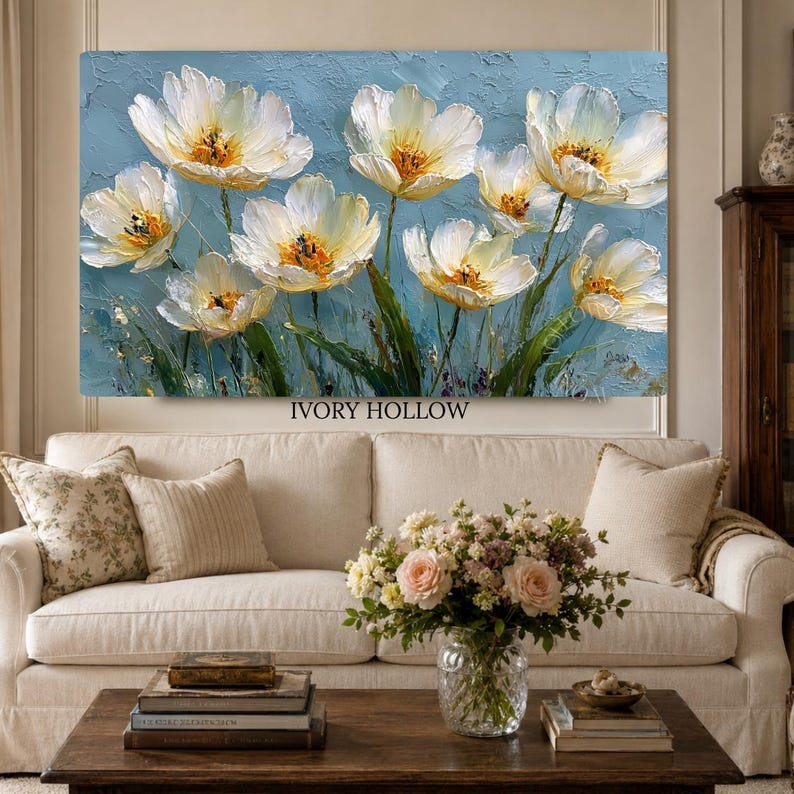 White Wildflower Frame TV Art | Elegant Floral Digital Download (4K UHD ...
