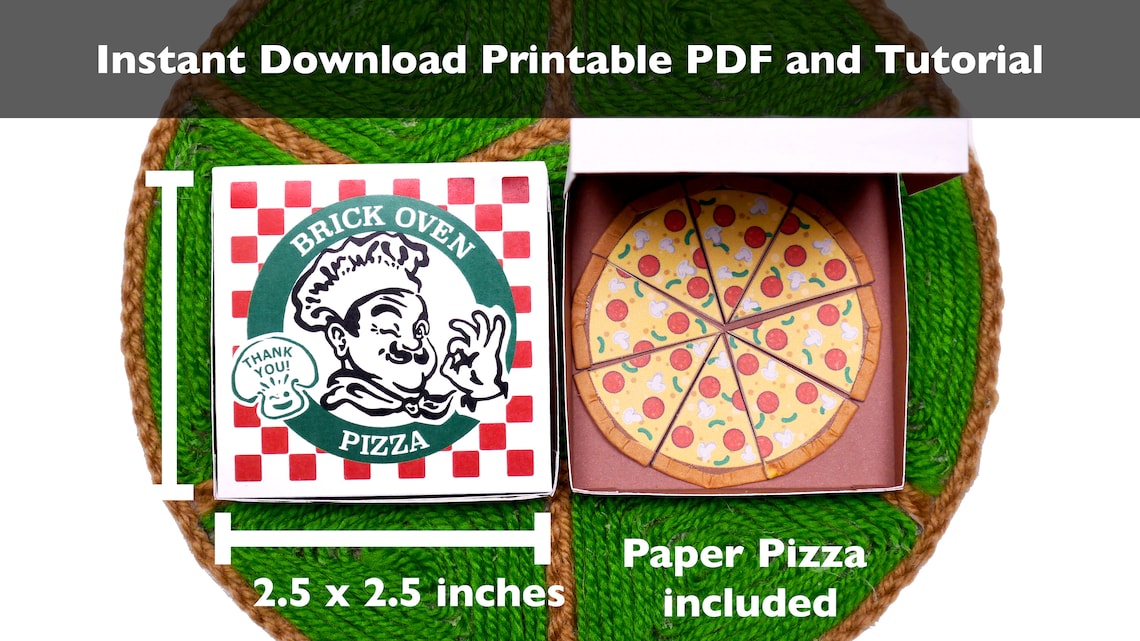 Instant Download Printable Pizza Box With Pizza Miniature for - Etsy