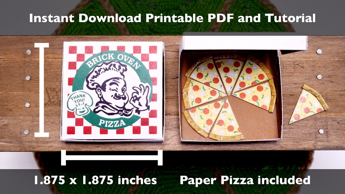 Instant Download Miniature Pizza Box 1:12 Scale DIY Printable PDF ...