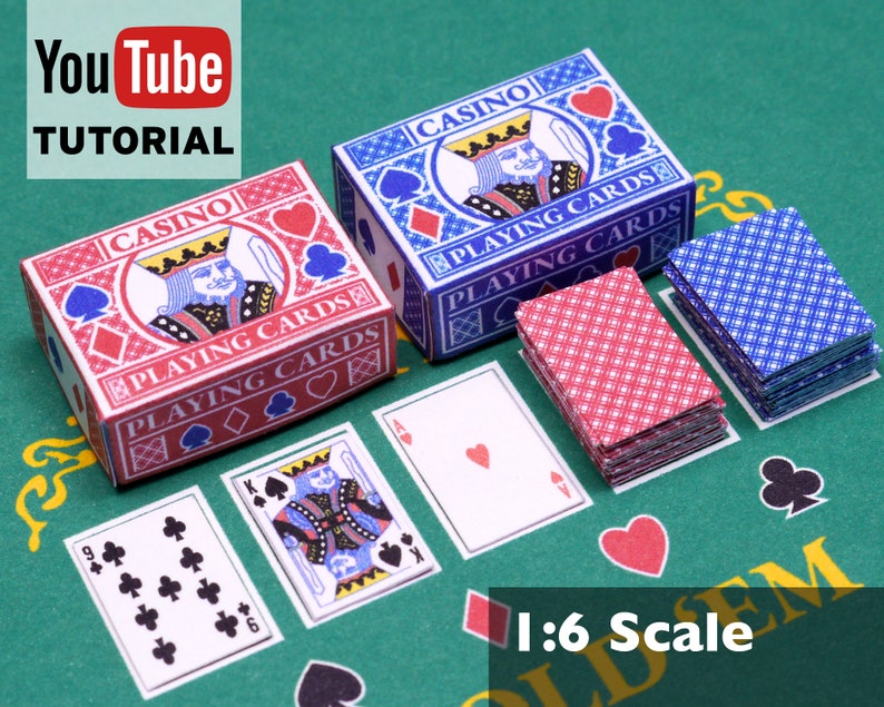 Instant Download Printable Playing Cards With Box Miniature | Etsy