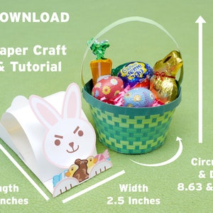 DIY Printable Easter Basket & Easter Bunny Papercraft PDF Template and ...