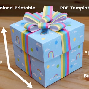 DIY Printable Gift Boxes Paper Craft Birthday Party Favors PDF Template ...