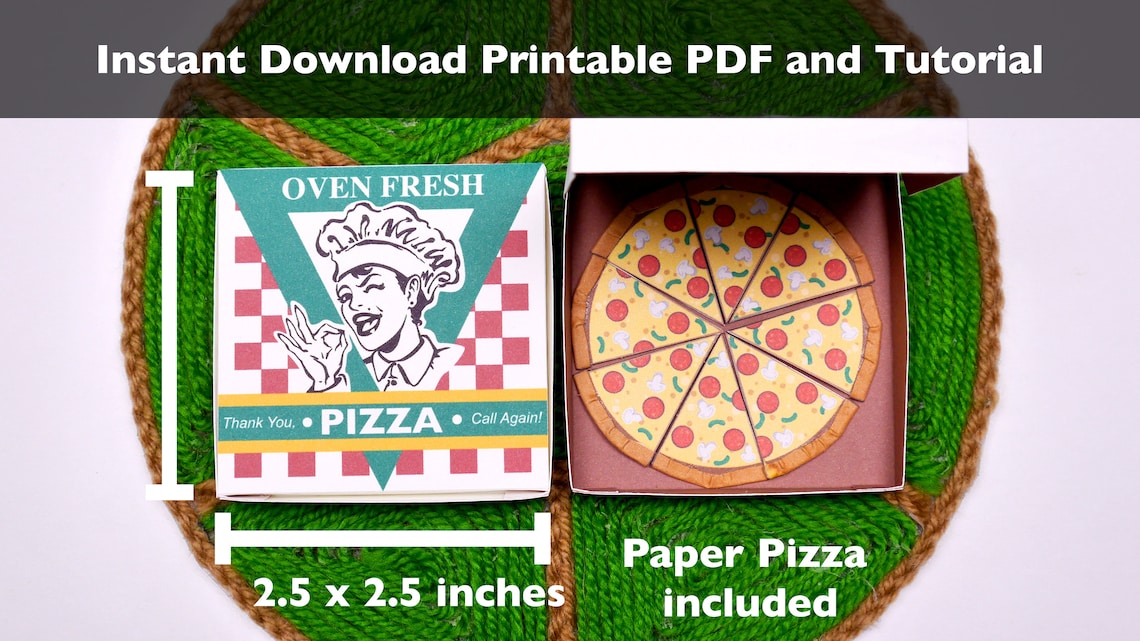 Instant Download Printable Pizza Box With Pizza Miniature 1:6 Scale DIY ...