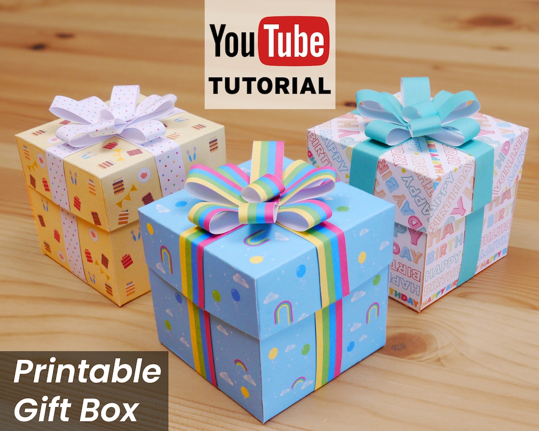 DIY Printable Gift Boxes Paper Craft Birthday Party Favors PDF Template ...