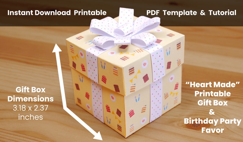 DIY Printable Gift Boxes Paper Craft Birthday Party Favors PDF Template ...
