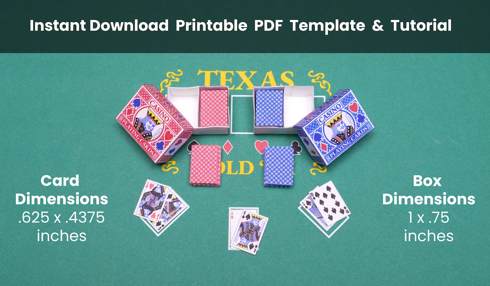 Instant Download Printable Playing Cards With Box Miniature | Etsy