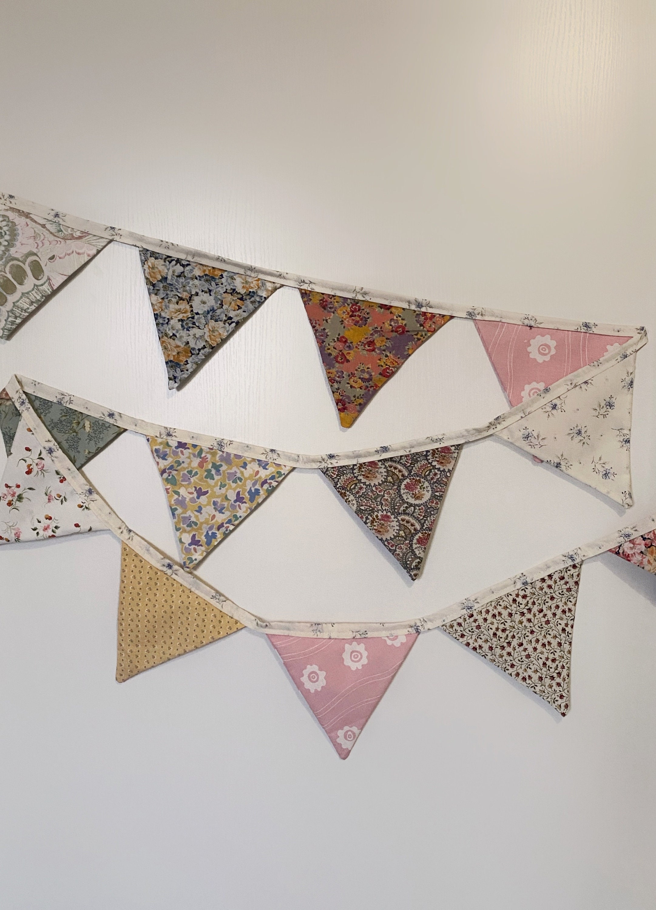 Fabric Bunting Handmade Cotton Decoration Girls Bedroom - Etsy