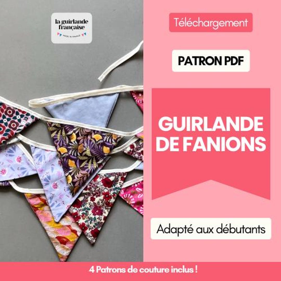 French Sewing Pattern PDF Flag Bunting Garland | Download | How to Make ...